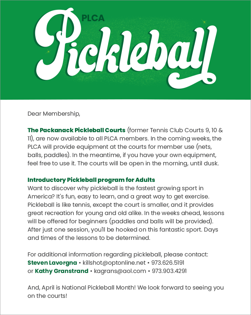 PICKLEBALL AT PACKANACK LAKE – PackaBlog